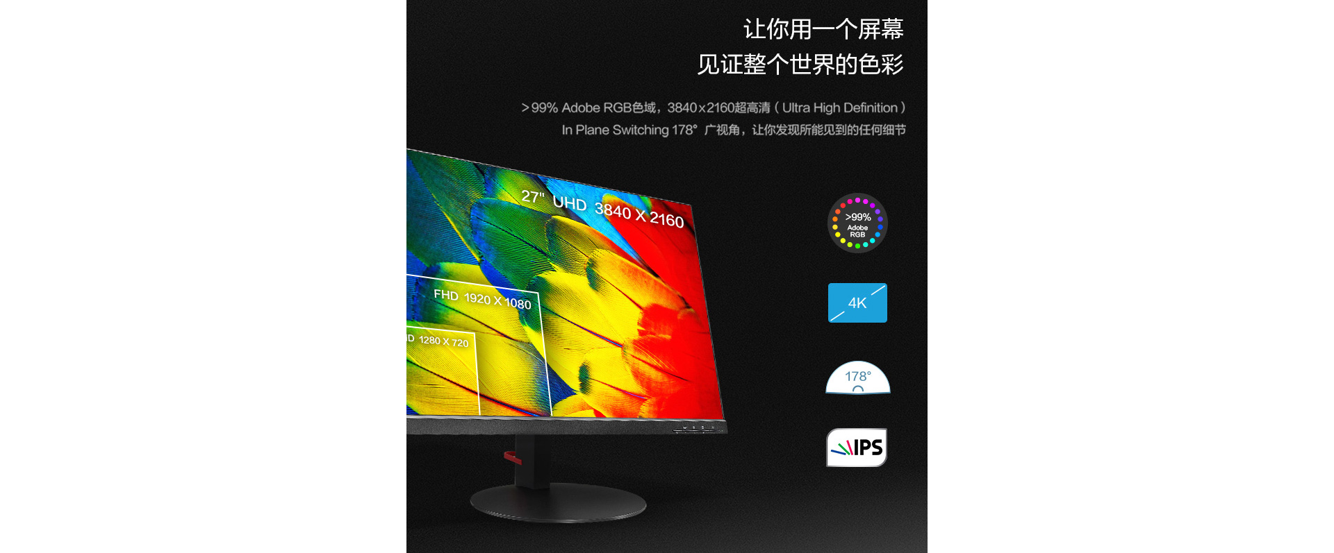 联想（ThinkVision）P27u-10 27英寸 4K IPS显示器_多少钱_参数_图片_价格_用户评价_联想商城