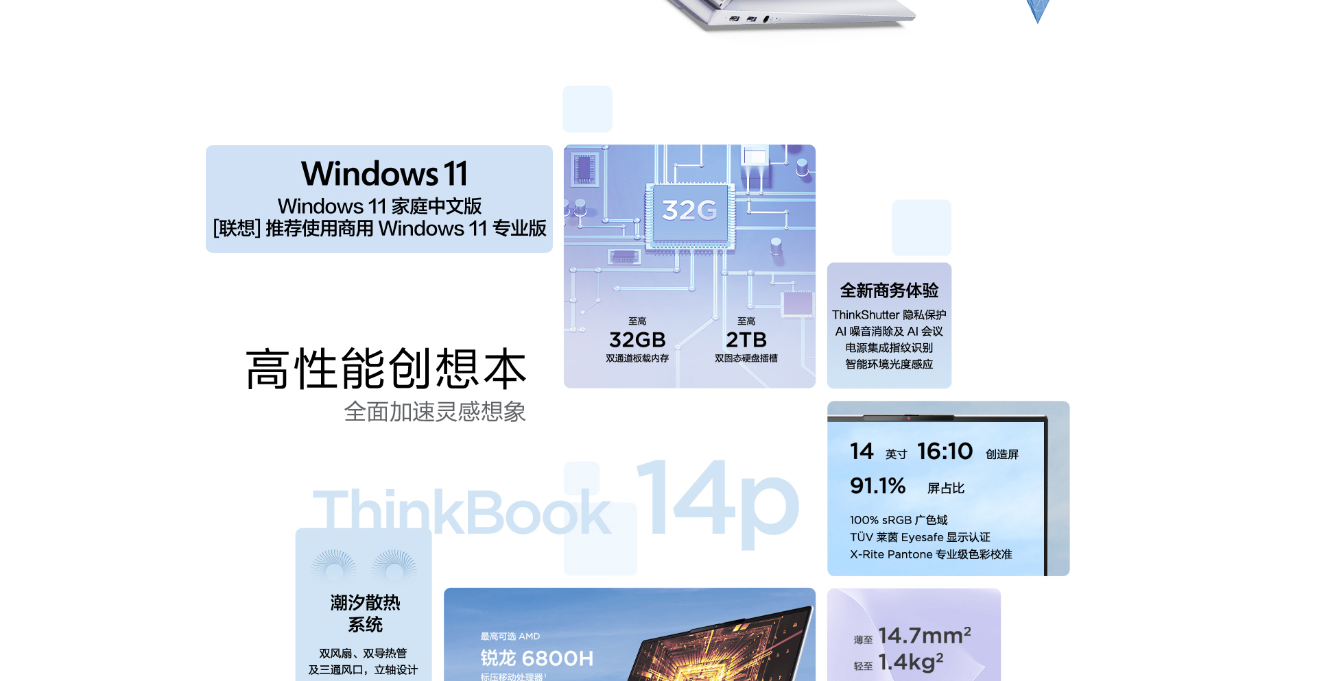 ThinkBook 14p 2022 锐龙版 高性能商务本 01CD_多少钱_参数_图片_价格_用户评价_联想商城